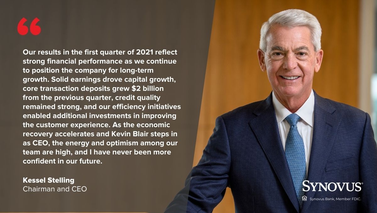 Synovus Announces Earnings for the First Quarter 2021 - Synovus